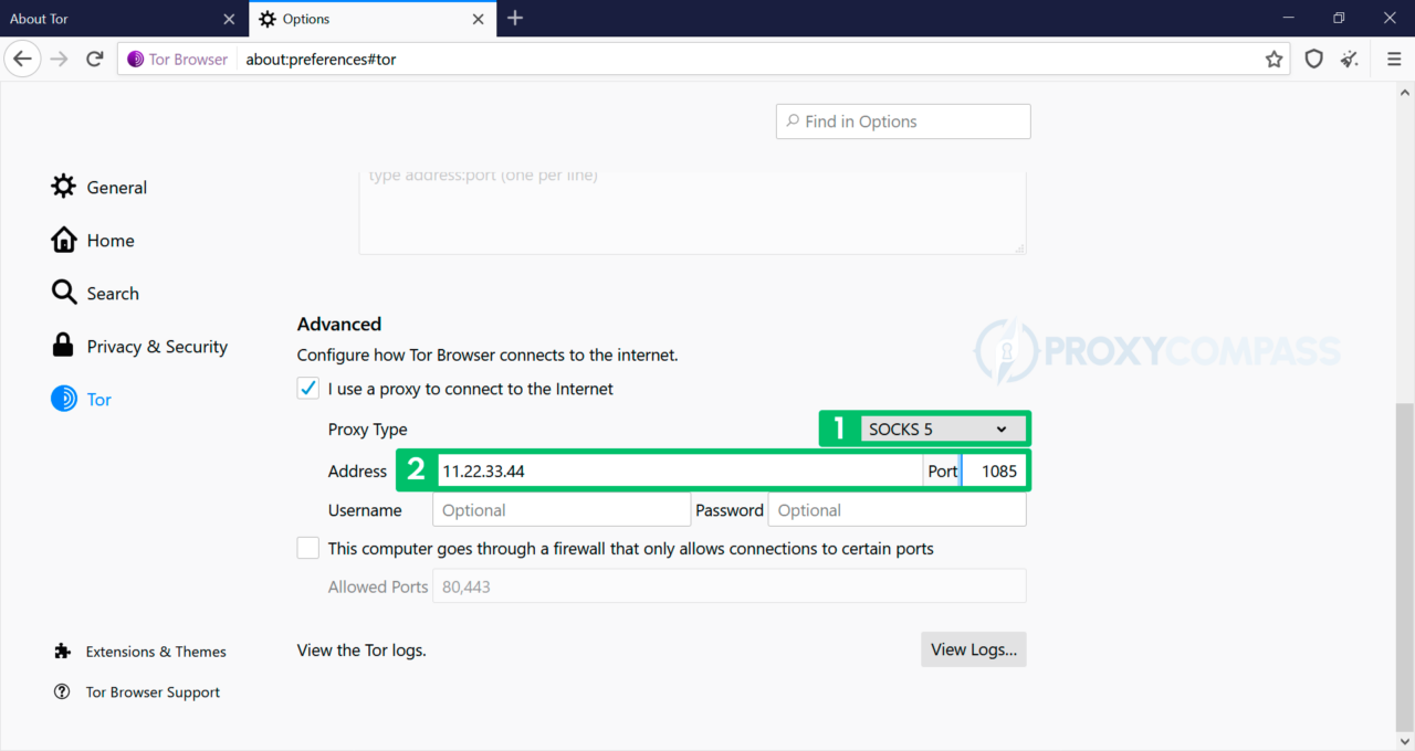 如何在 Tor 浏览器中设置代理服务器 - ProxyCompass